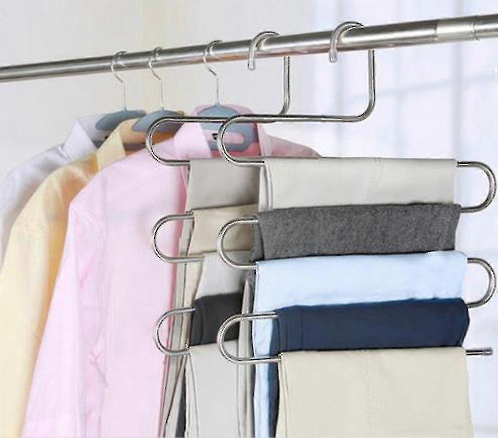 4x Space-saving Hangers,multiple Hangers,trouser Hangers For 5 Trousers ...