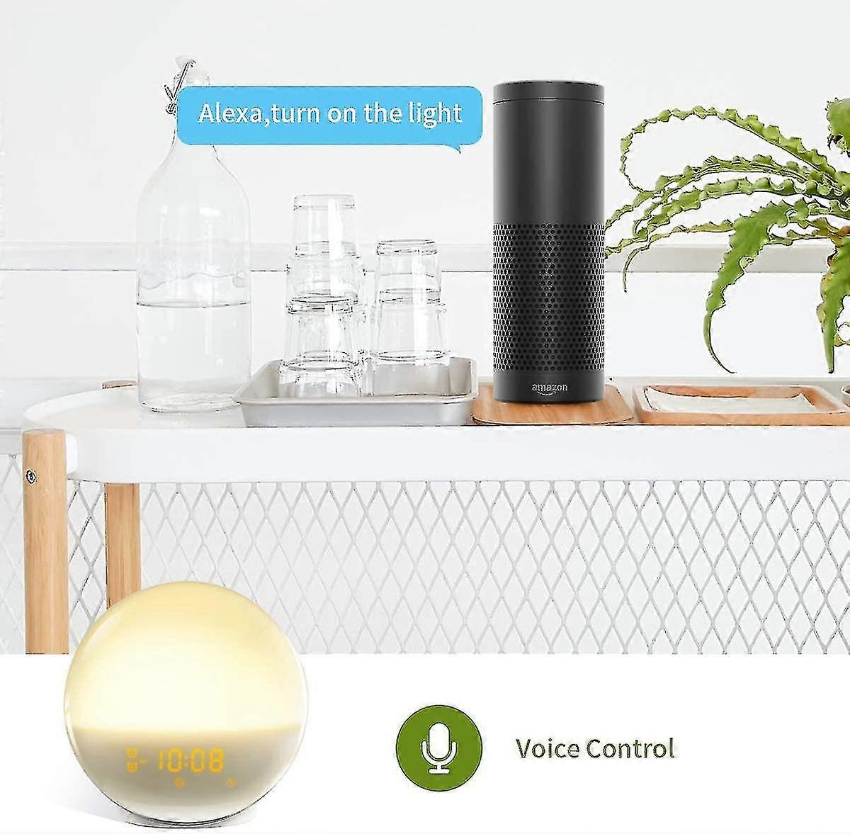 Smart Wake-up Light Sleep Aid Digital Dual Alarm Clock With 7 Colored ...