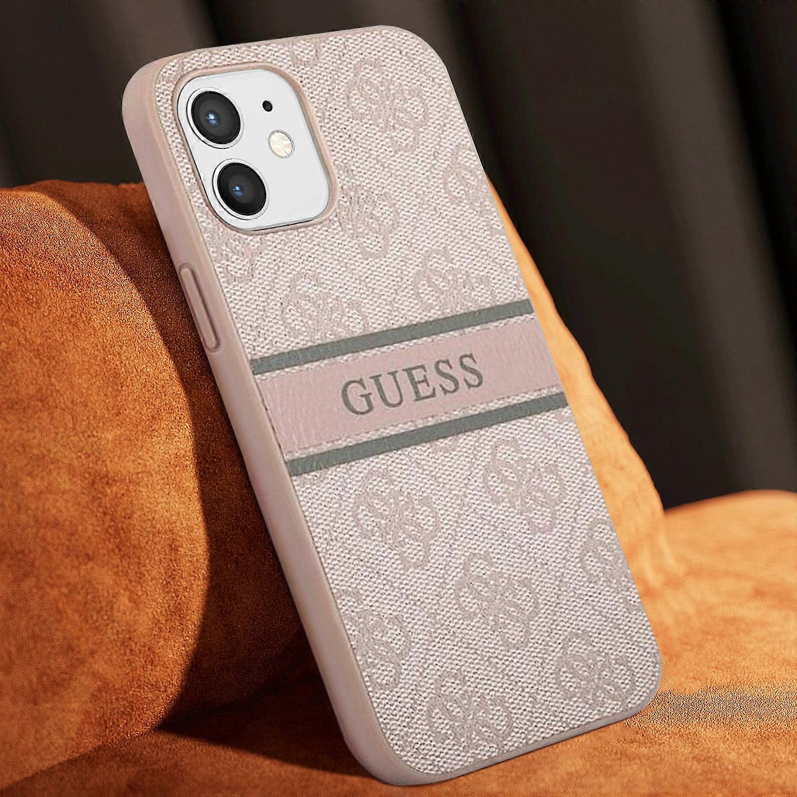 Case for iPhone 12 with Print and Monochrome Band Luxury, Light Pink ...