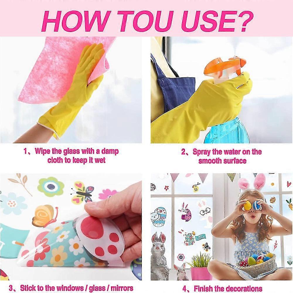 126pcs Easter Window Cling Stickers, Cute Eggs Bunny Carrot Clings For ...