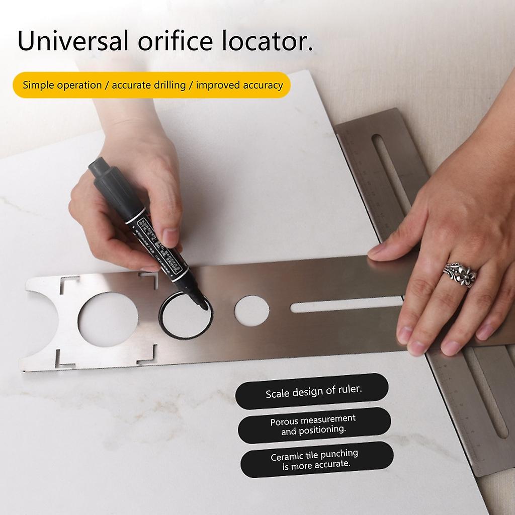 Tile Hole Locator Puncher Ruler Universal Marble Glass Floor Drilling ...