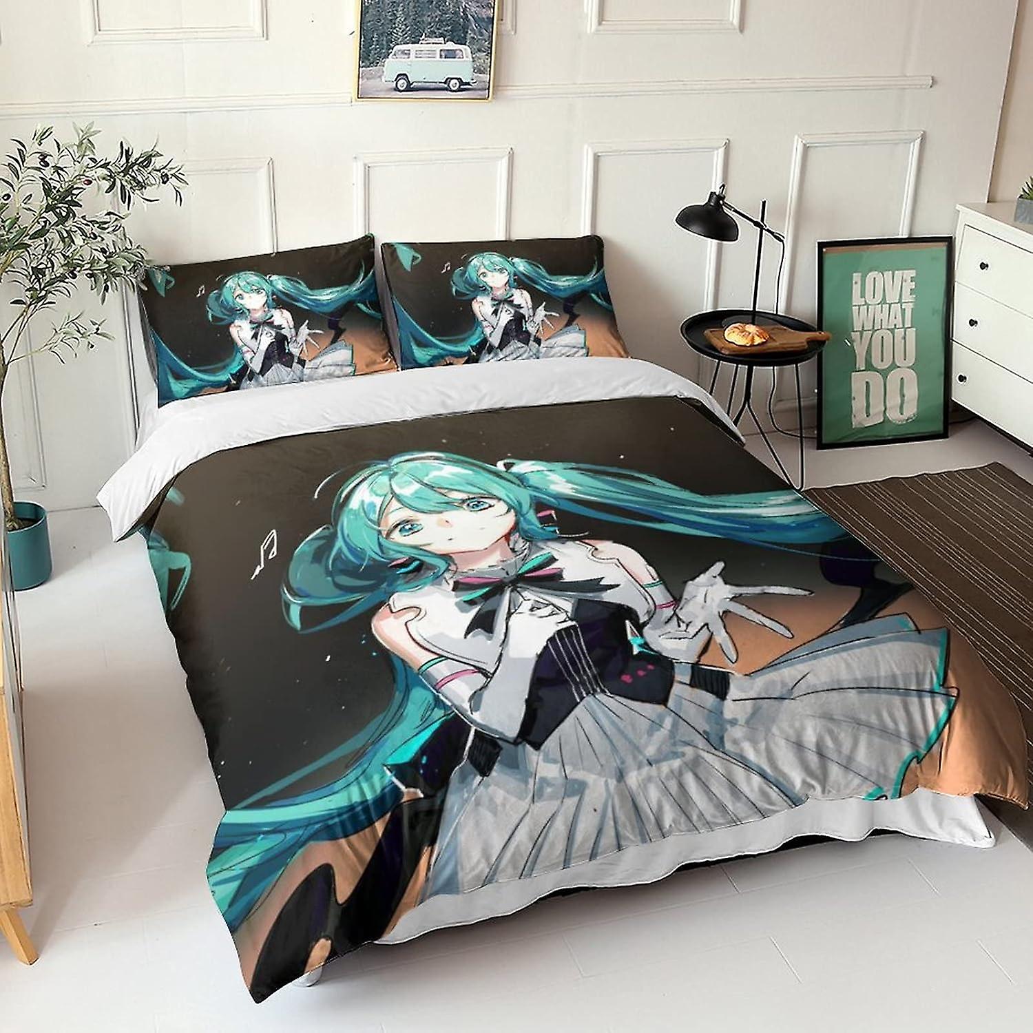 ALXFFBN Hatsune Miku Quilt Cover Bedding Set 3D Duvet Cover Set Quilt ...