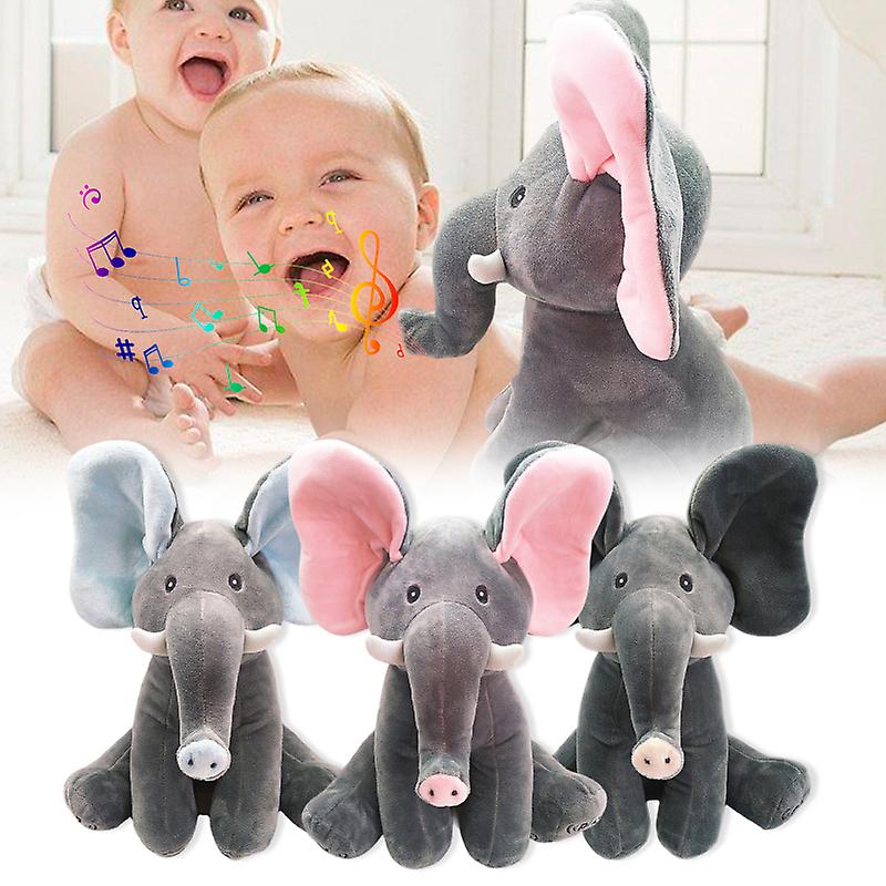 Peekaboo Elephant Plush Toy Moving Ears Hide-and-Seek Game Stuffed ...