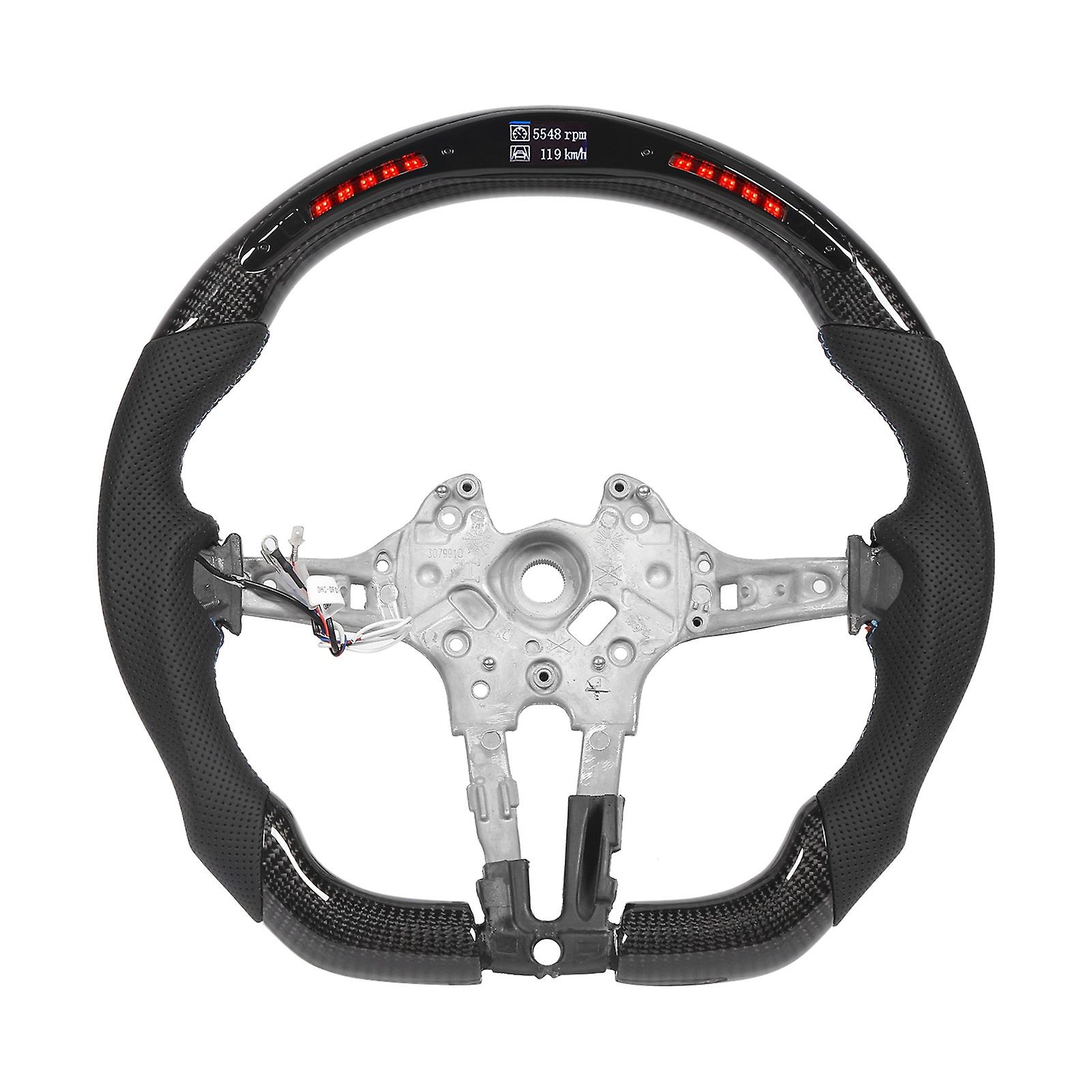 Carbon Fiber LED Shift Lights Display Steering Wheel Perforated Leather ...