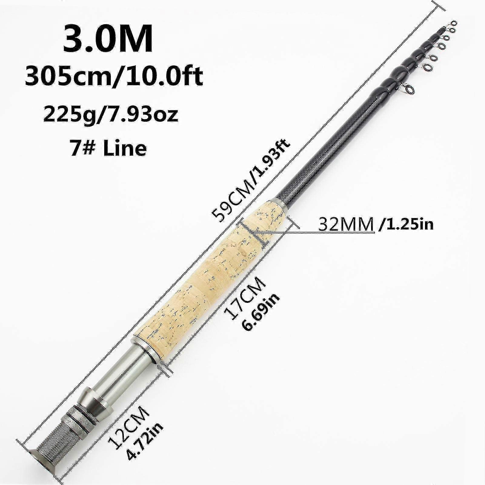 New 2.1m 2.4m 2.7m 3.0m Telescopic Fly Fishing Rod Portable Carbon ...