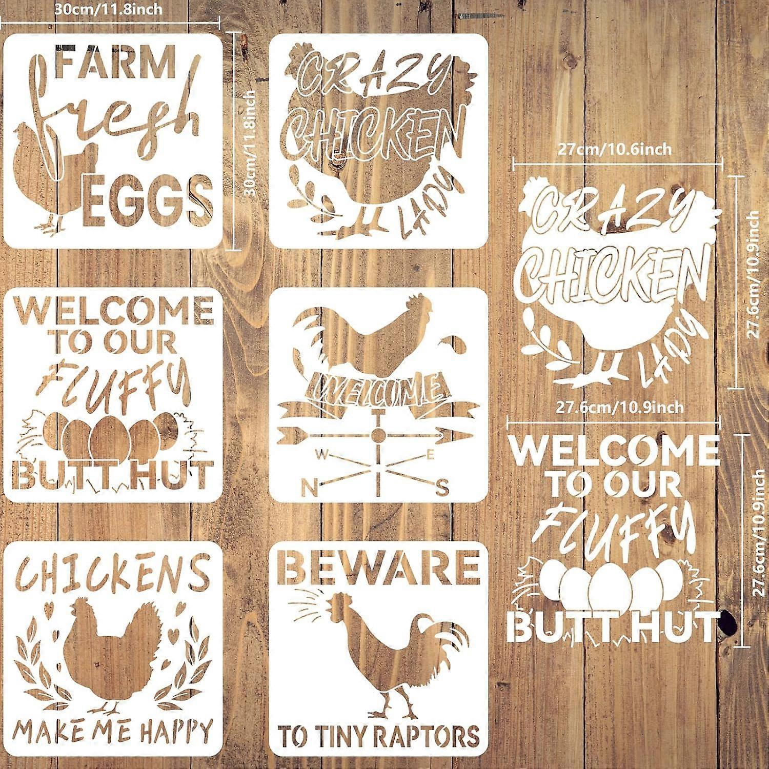 6 pcs Farm Chickens Stencil 11.8x11.8inch Reusable Farm Fresh Eggs ...