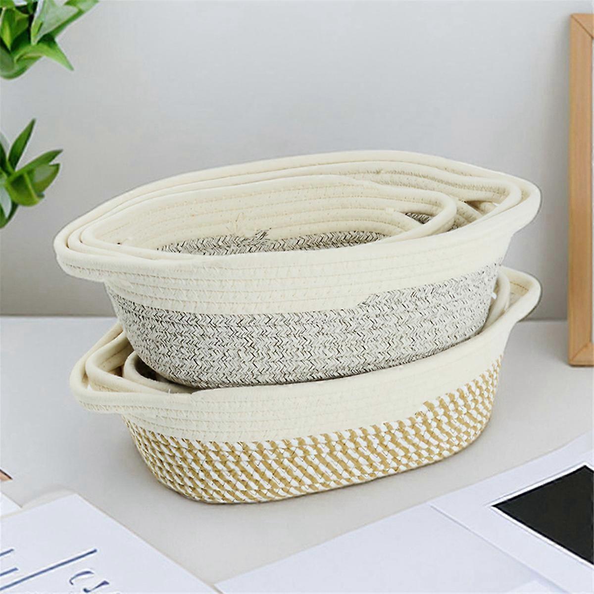 Rope Storage Baskets Set of 3 Organizer Woven Basket-Portable Cotton ...