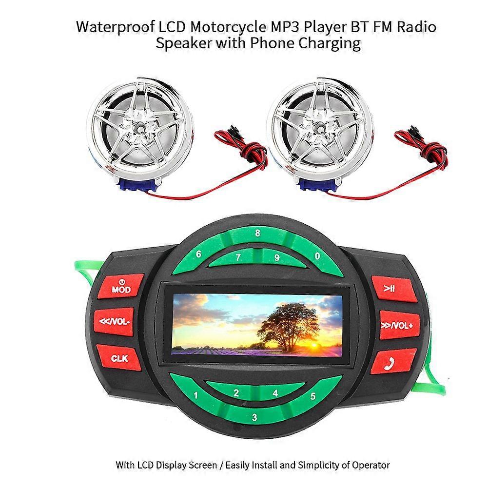 Waterproof LCD Motorcycle MP3 Player BT FM Radio Speaker with Phone ...