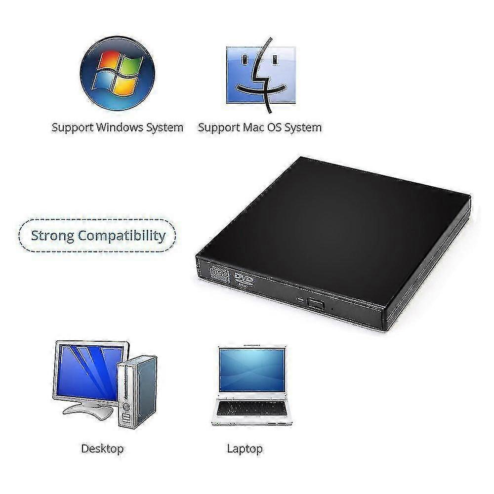 External Cd/dvd Drive, Usb 2.0 Slim Protable External Cd-rw Drive Dvd ...