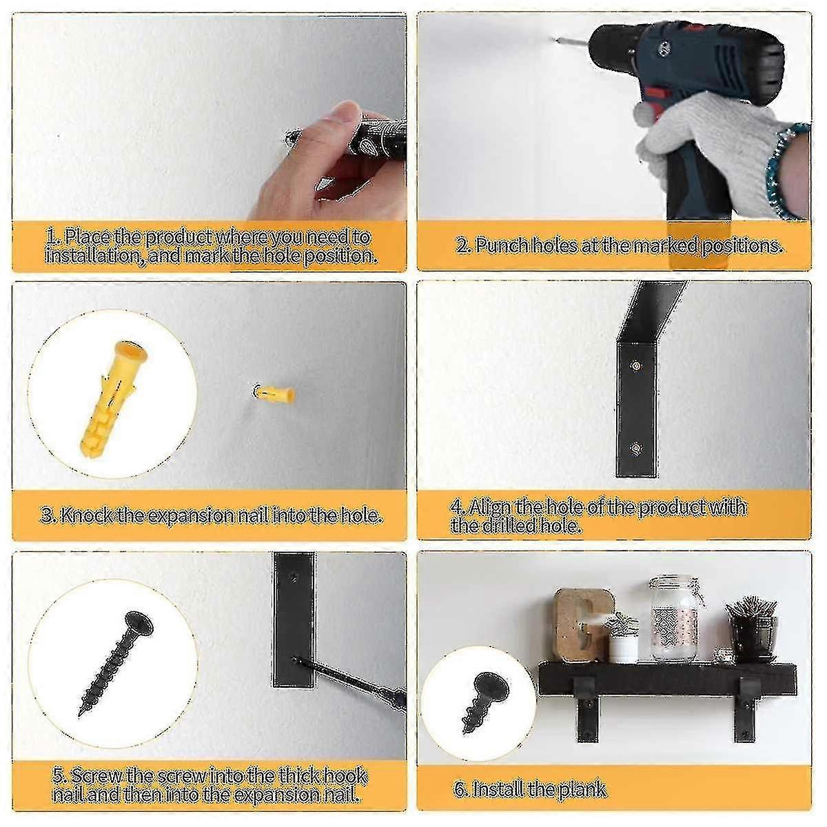 4 Pcs Hook Shelf Brackets With Screws Industrial 90 Degree Angle Braces ...