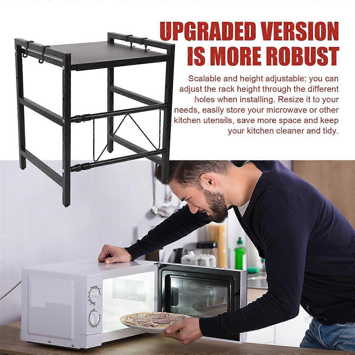 Expandable Microwave Oven Rack, 2-Tier Adjustable Kitchen Countertop ...
