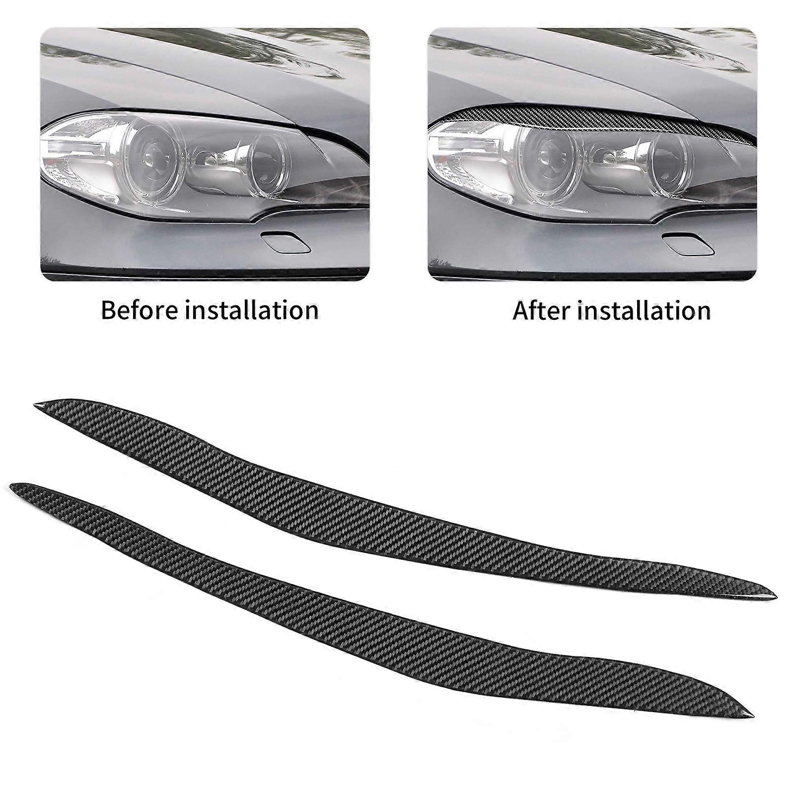 2pcs Carbon Fiber Headlight Eyebrow Exterior Decoration Fit for X5 E70 ...