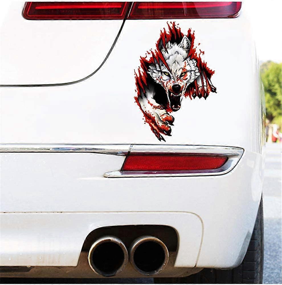 3D wolf head sticker Rampage wolf PVC car sticker funny 3D sticker ...