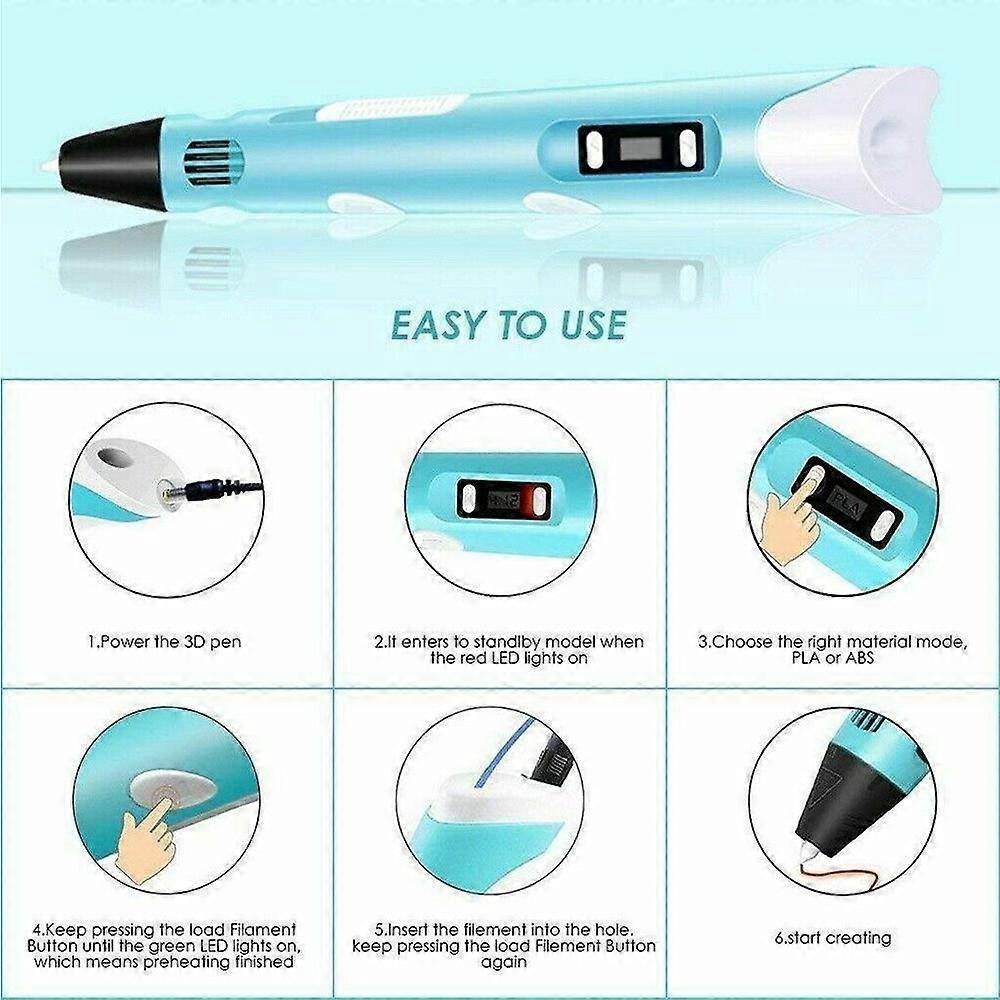 Diy Drawing Pen With Lcd Display 3d Pen With 30 Colors 150 Meter Pla ...