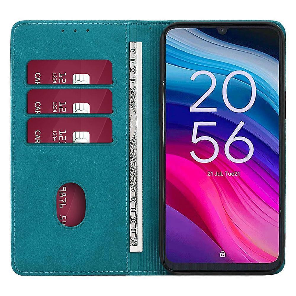 For TCL 505 Case Card Holder Calf Texture Bump Proof Phone Stand Cover ...