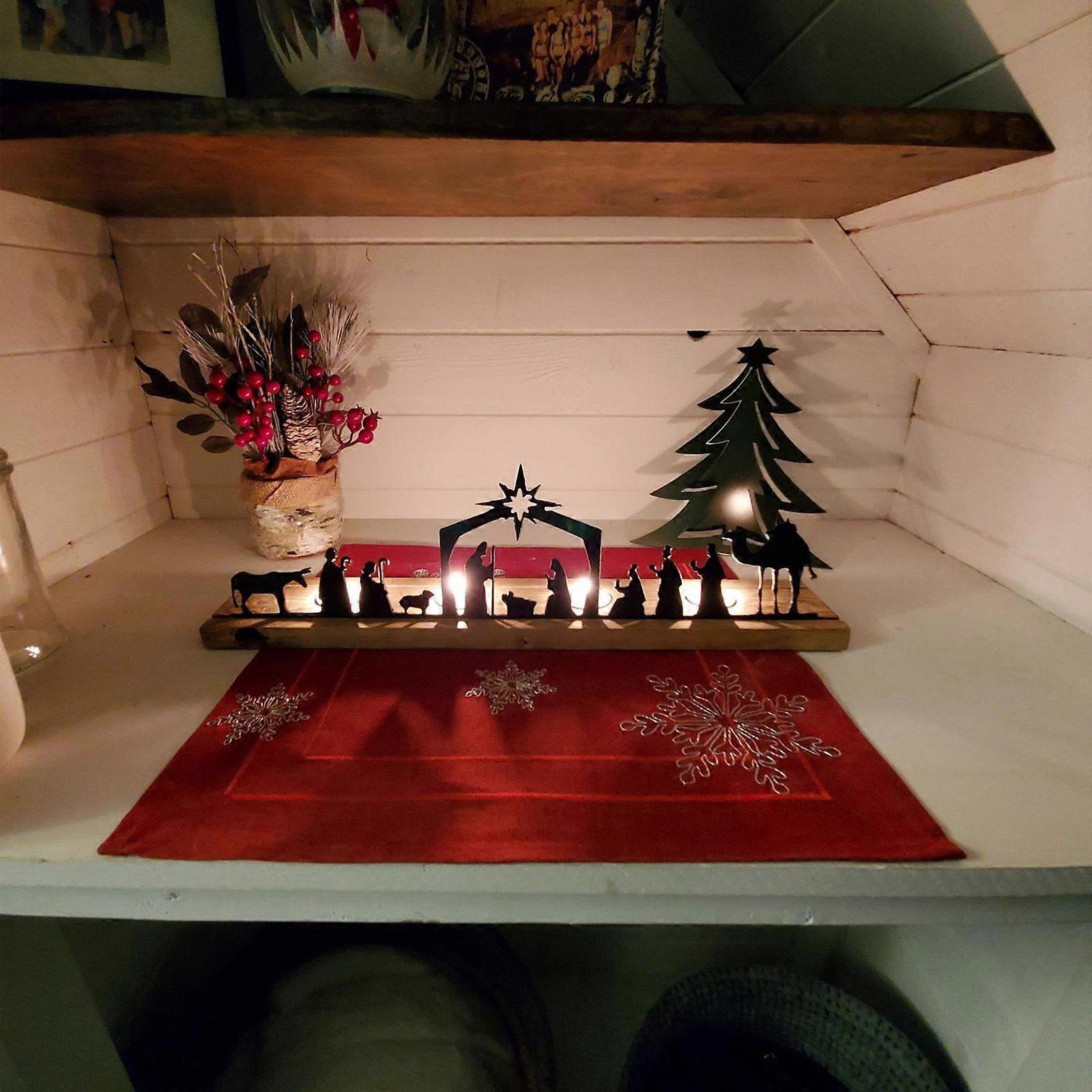 Nativity Scene Nativity Sets For Christmas Indoor Black Metal Nativity ...