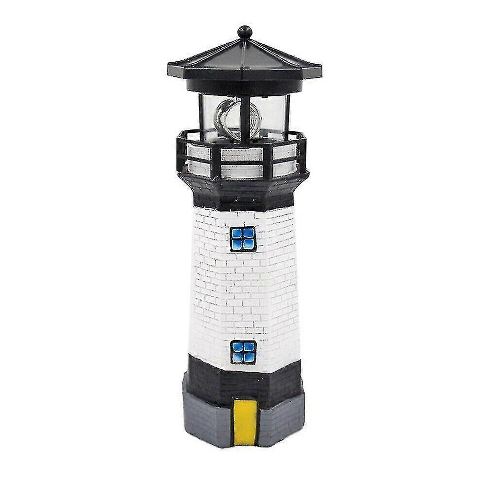 Led Solar Lighthouse Sensor Beacon Rotating Lamp Statue Garden Outdoor ...