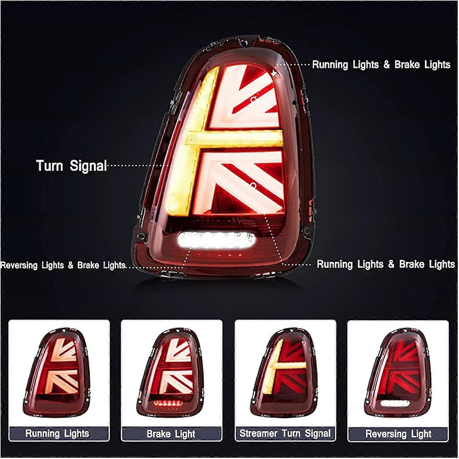Union Jack Led Tail Lights Assembly Compatible for BMW R56 R57 R58 R59 ...