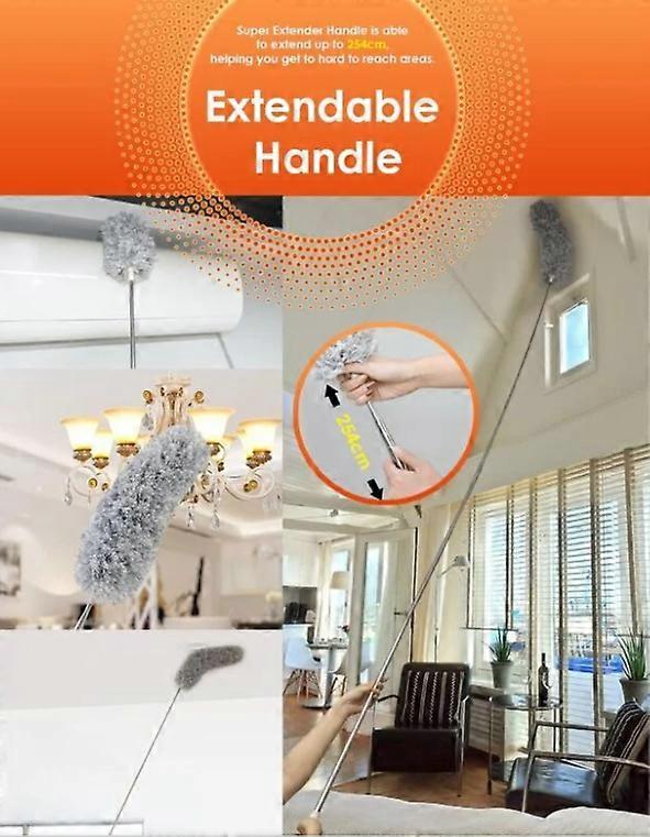 Telescopic Feather Duster 280cm, Wolf Head Telescopic Microfiber ...