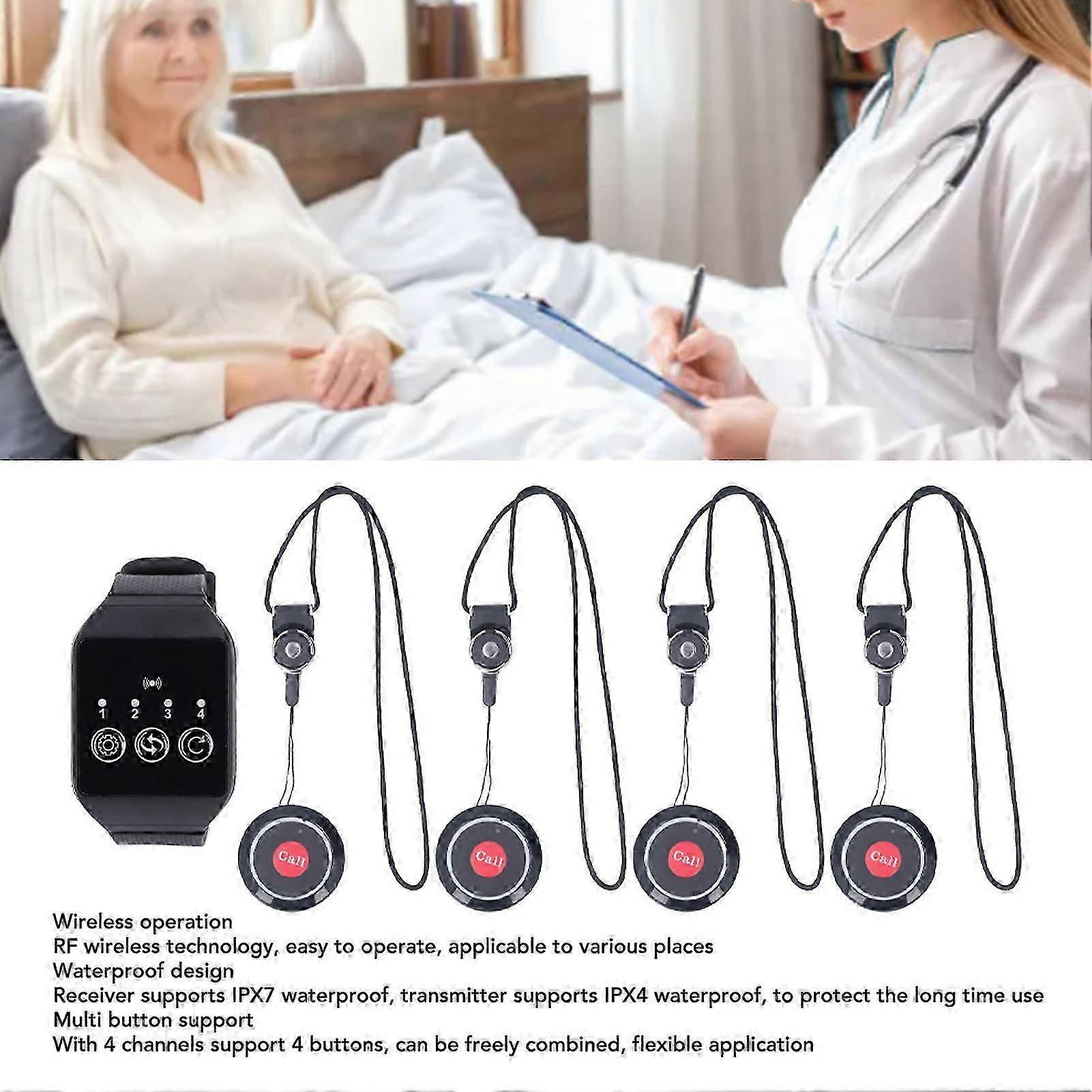 Wireless Restaurant Service Calling System 1 Watch and 4 Button Pagers ...