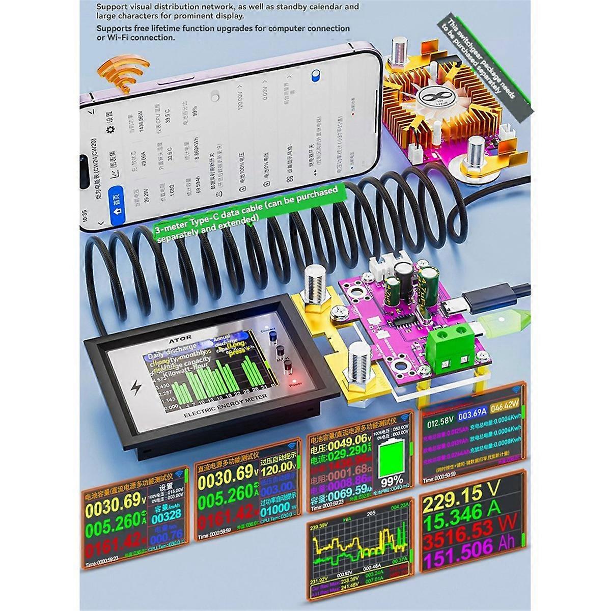 Battery Capacity Tester WiFi Coulomb Meter 500A Volt-Ammeter Power ...