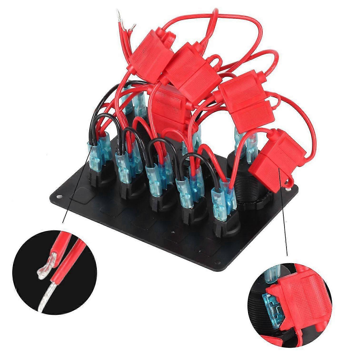 5 Gang 12v/24v Inline-fuse Box Led Switch Panel Dual Usb Car Boat Truck ...