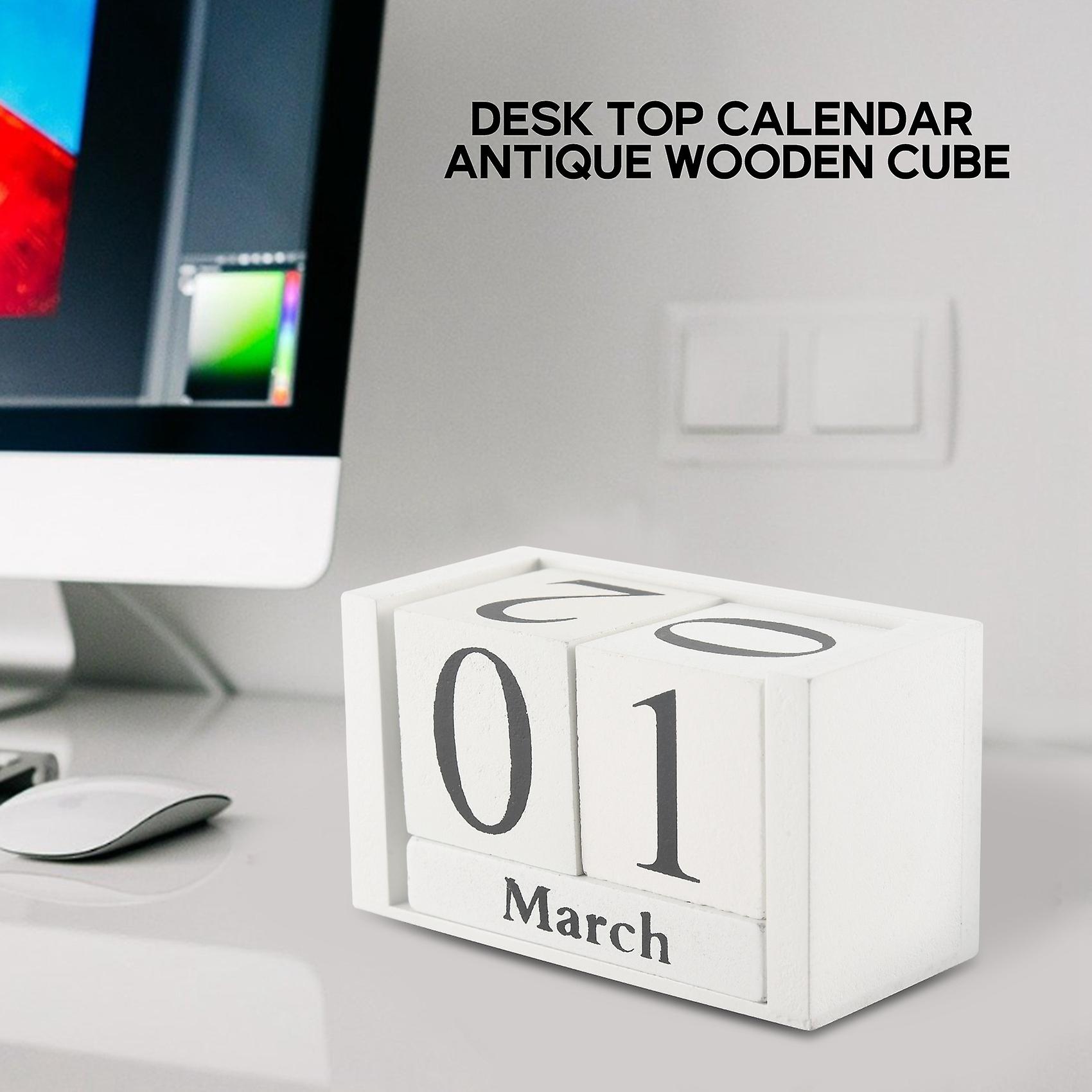 Vintage Wood Calendar Shabby Chic Blocks Desktop Calendar Rustic Wooden ...