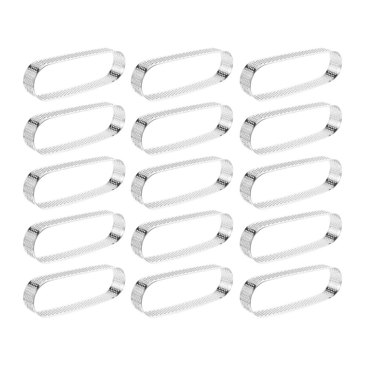 15pcs Oval Tartlet Molds Perforated Tart Molds For Baking Stainless ...