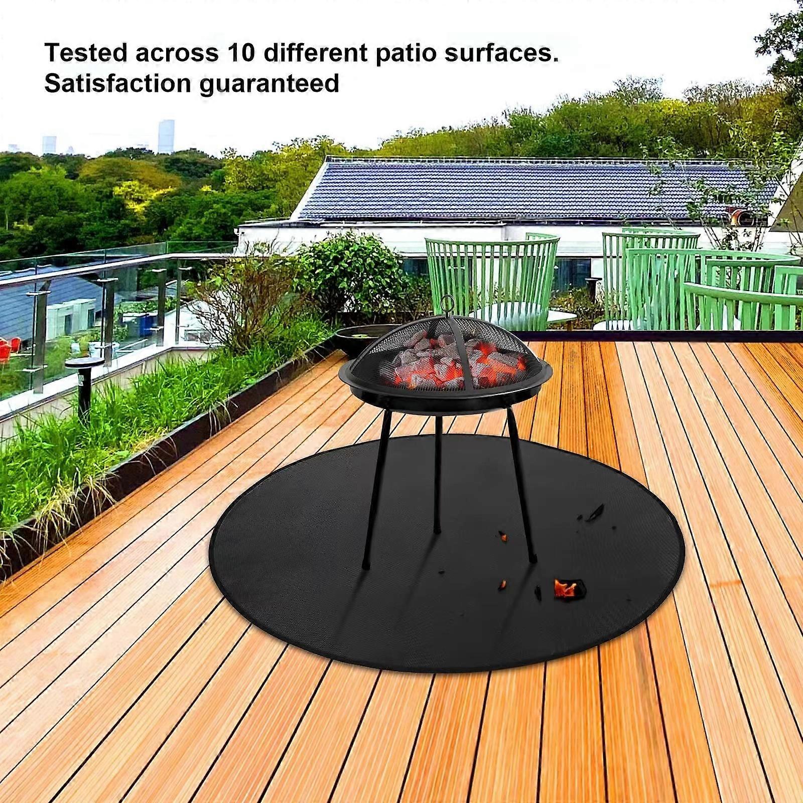 36" Fire Pit Mat & Under Grill Mat, Double-Sided Fireproof BBQ Grill ...