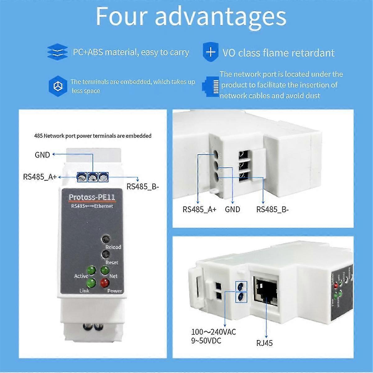 Din-rail Serial Port Rs485 To Ethernet Converter Server Protoss Mqtt ...