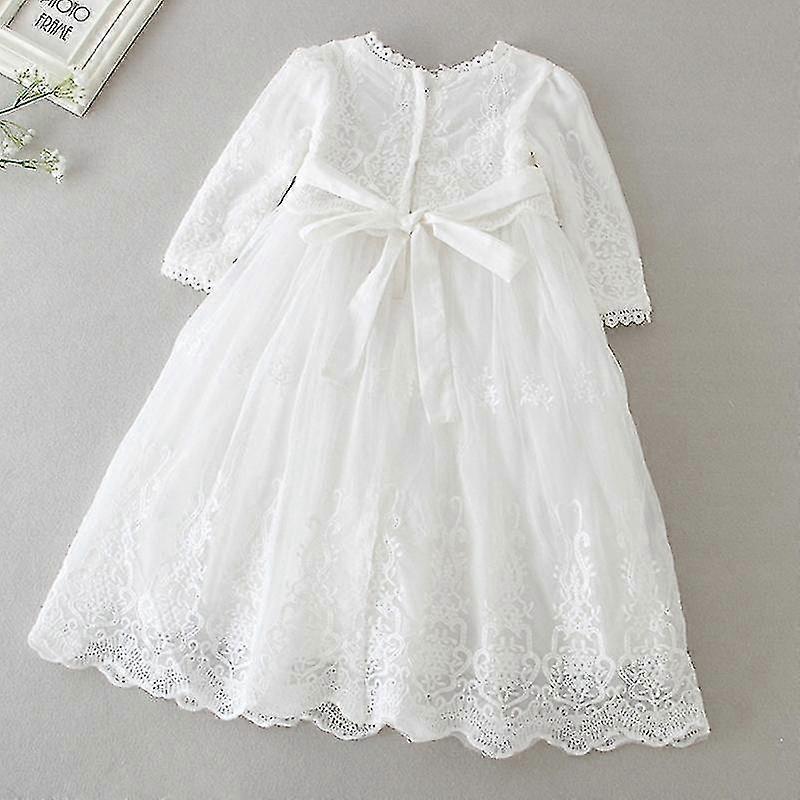 Baby Girls Baptism Dress Formal Christening Gown Dress Princess Girl Long Sleeves Lace ...