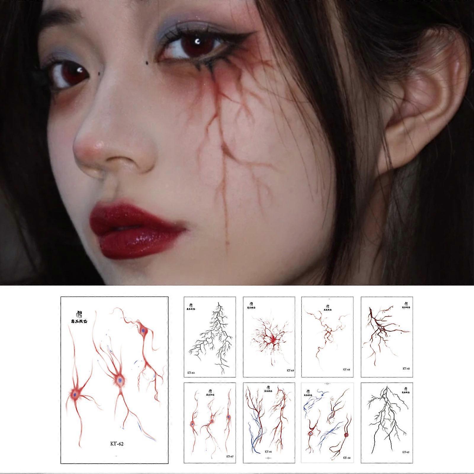 Halloween Temporary Tattoo Stickers Red Bloodshot Pattern Easy to Apply ...