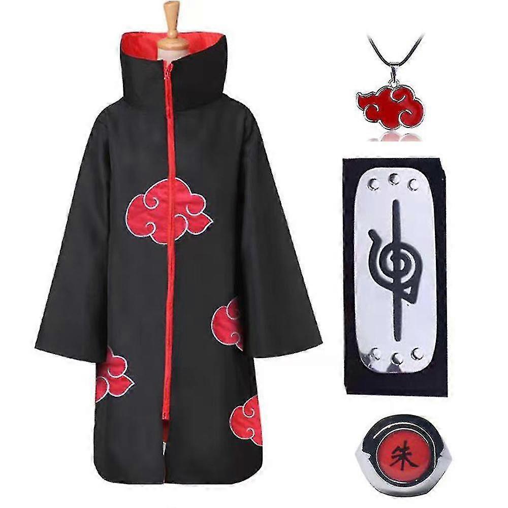 Anime Naruto Akatsuki Cloak Cosplay Costume Itachi Robe With Necklace ...