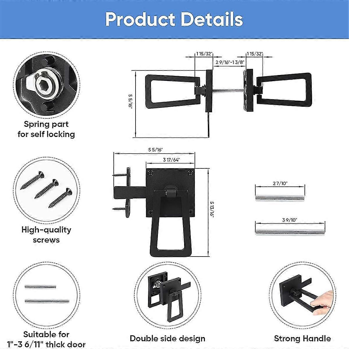 Heavy Duty Gate Latch, Double Side Gate Latches, Matte Black Fence ...