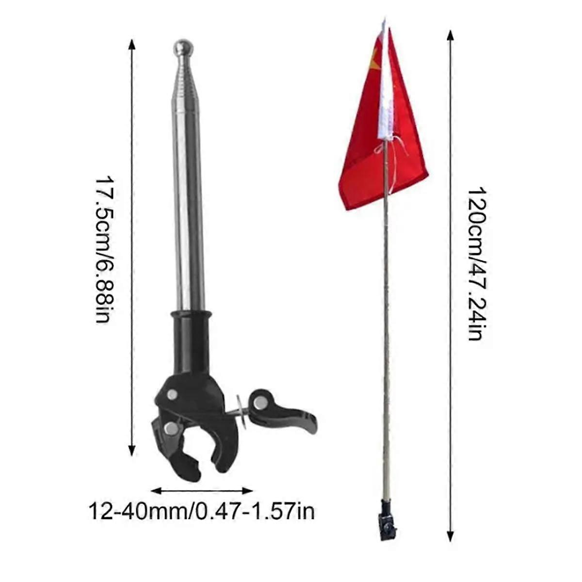 1.2M Telescopic Flag Pole Stainless Steel Pole Flag Waving Flagpole ...