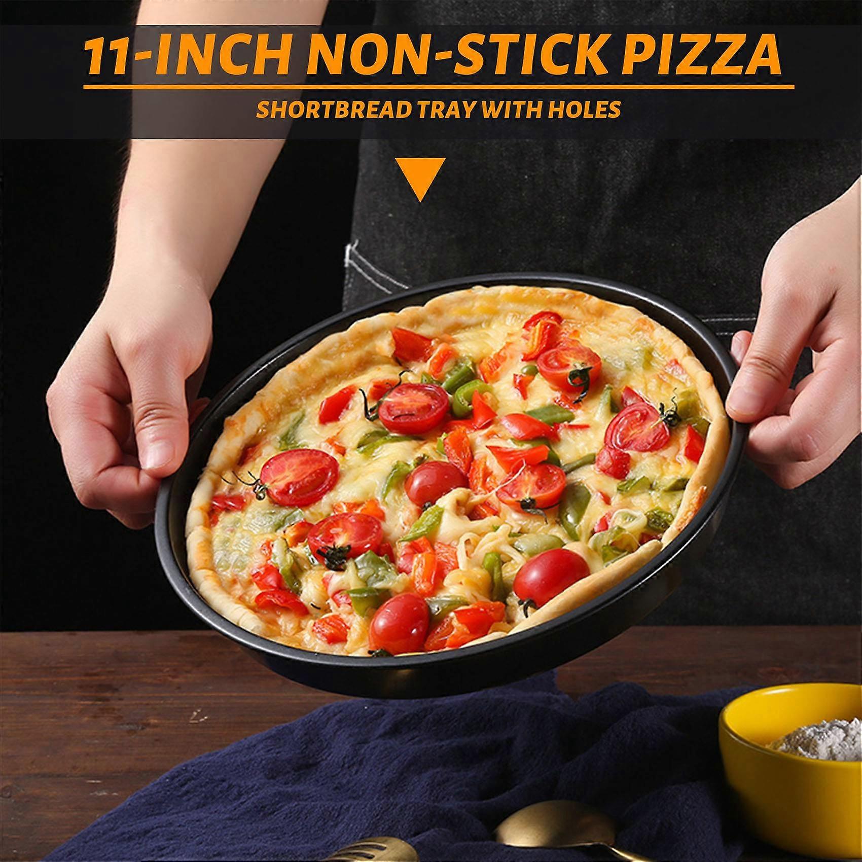 2 Pack 11 Inch Personal Perforated Pizza Pans Carbon Steel with ...