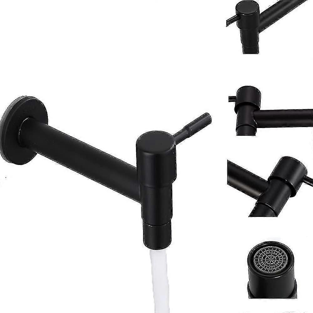 Mop Pool Faucet, Black Wall Mounted Faucet, Wall Mounted Cold Water ...