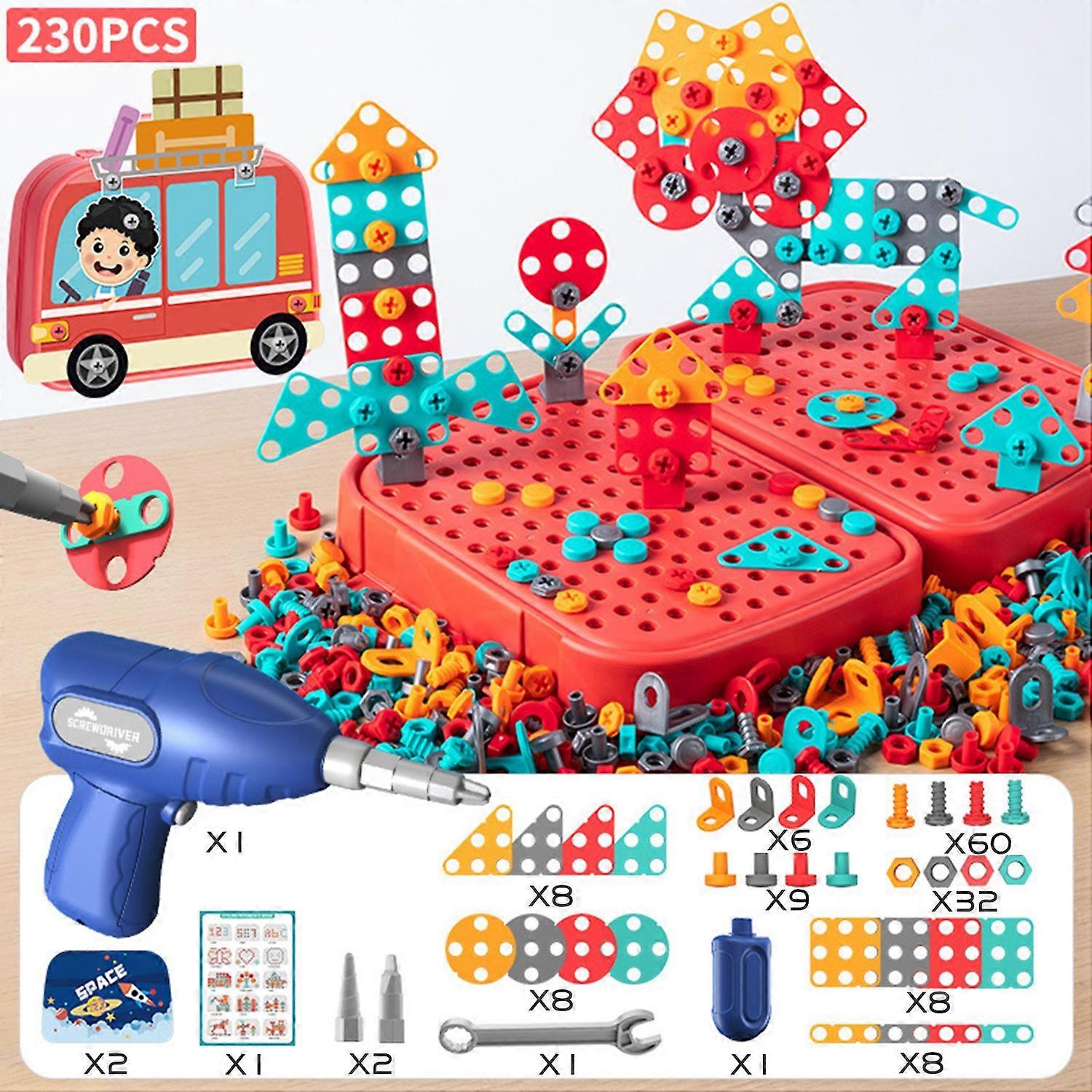 230/450Pcs/Set Kids Toolbox Toy with Electric Drill Simulated Screws ...