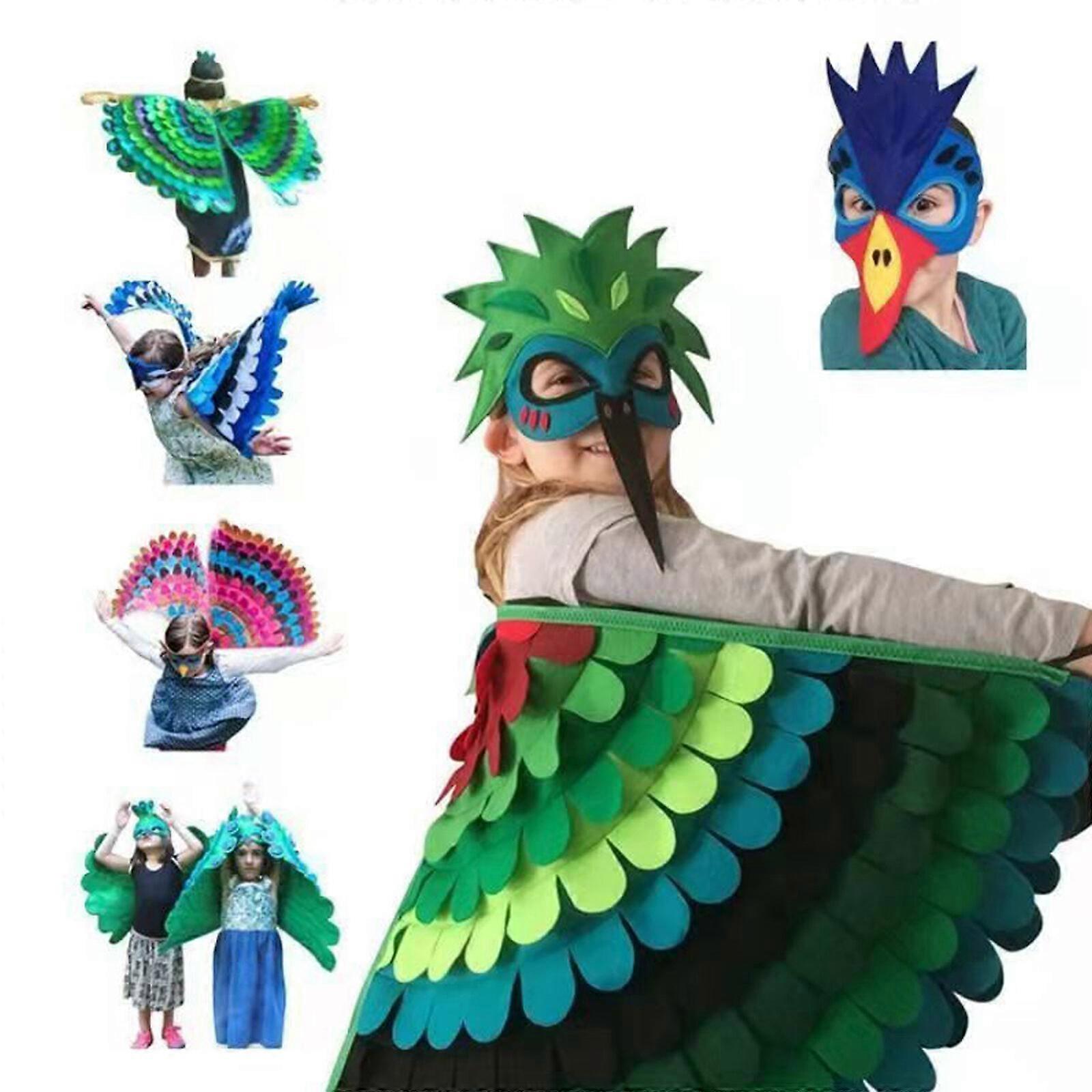 Girls Bird-costume-peacock-wings For Kids With Bird-mask As Owl Eagle ...