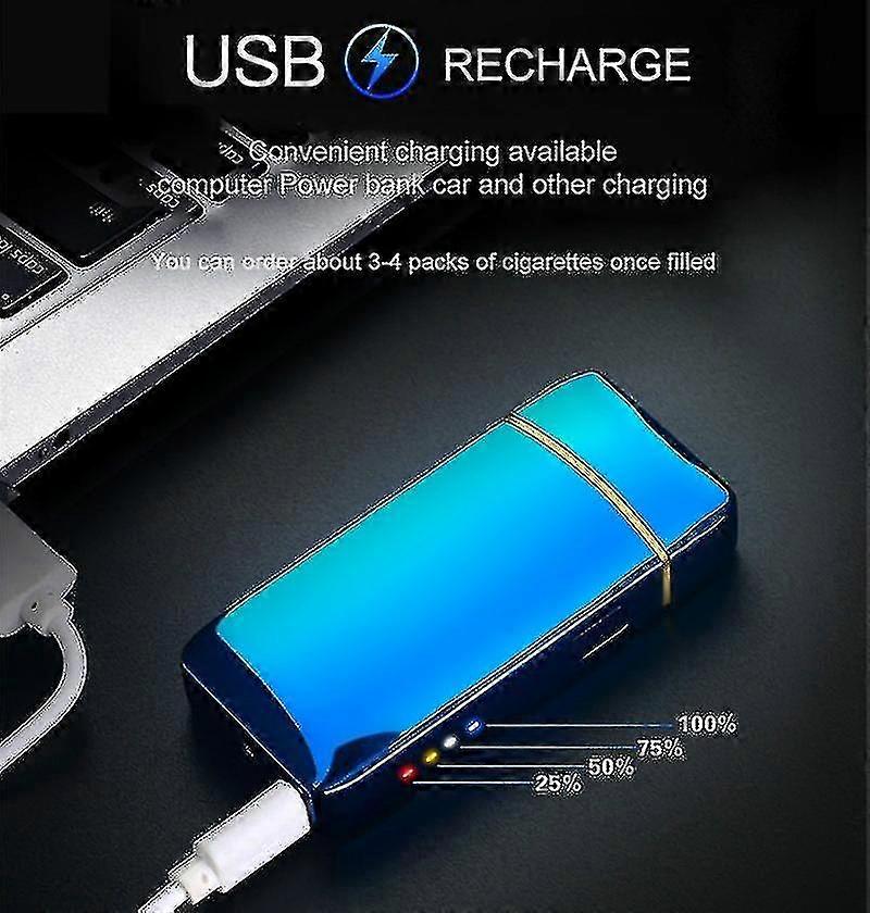 Electric Windproof Metal Lighter Double Arc Flameless Plasma ...