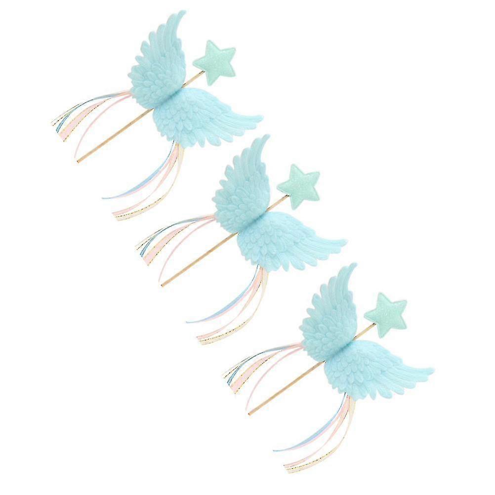3pcs Cake Decoration Cake Picks Beautiful Star Wings Tassel Cake Insert ...
