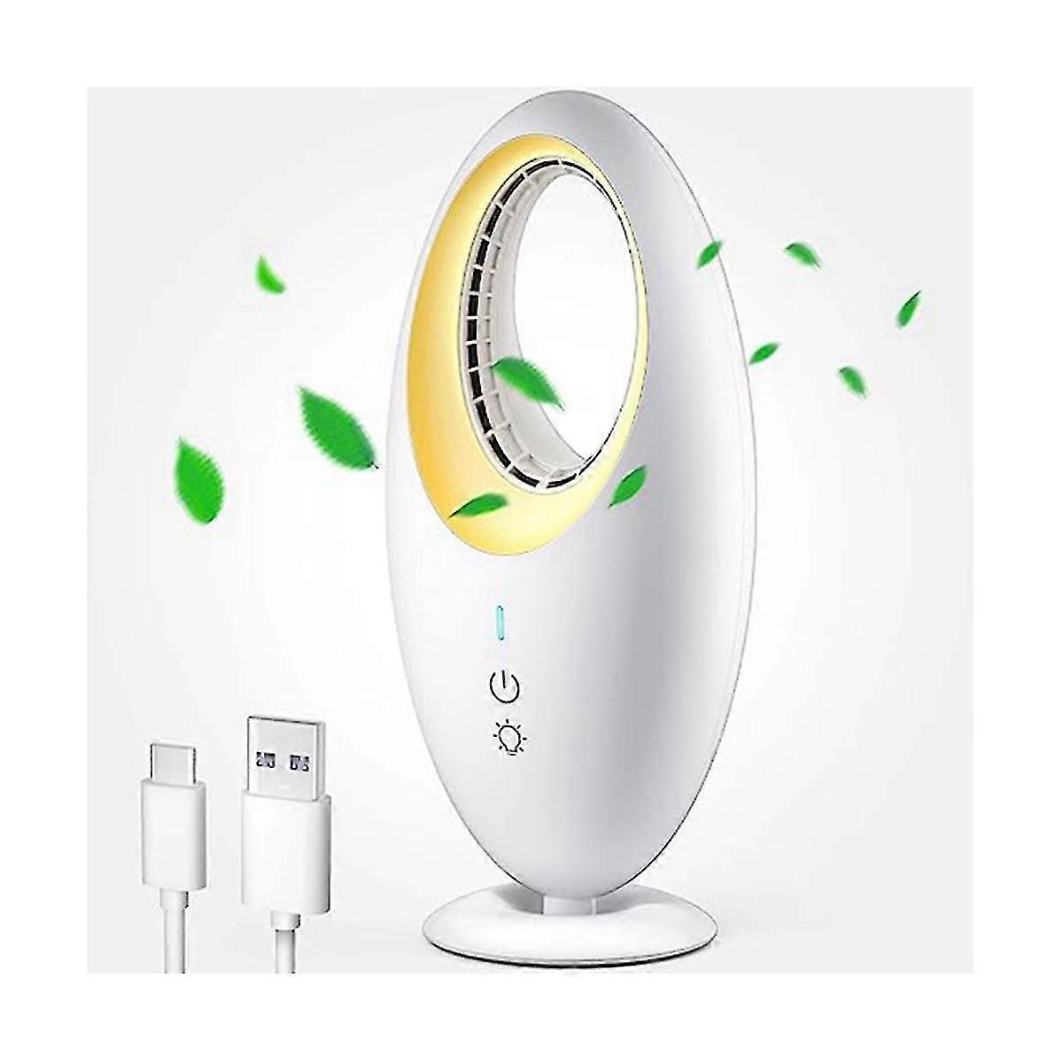 Desk Fan Bladeless Fan Small Table Fan With Gradient Led Light 4000mah ...