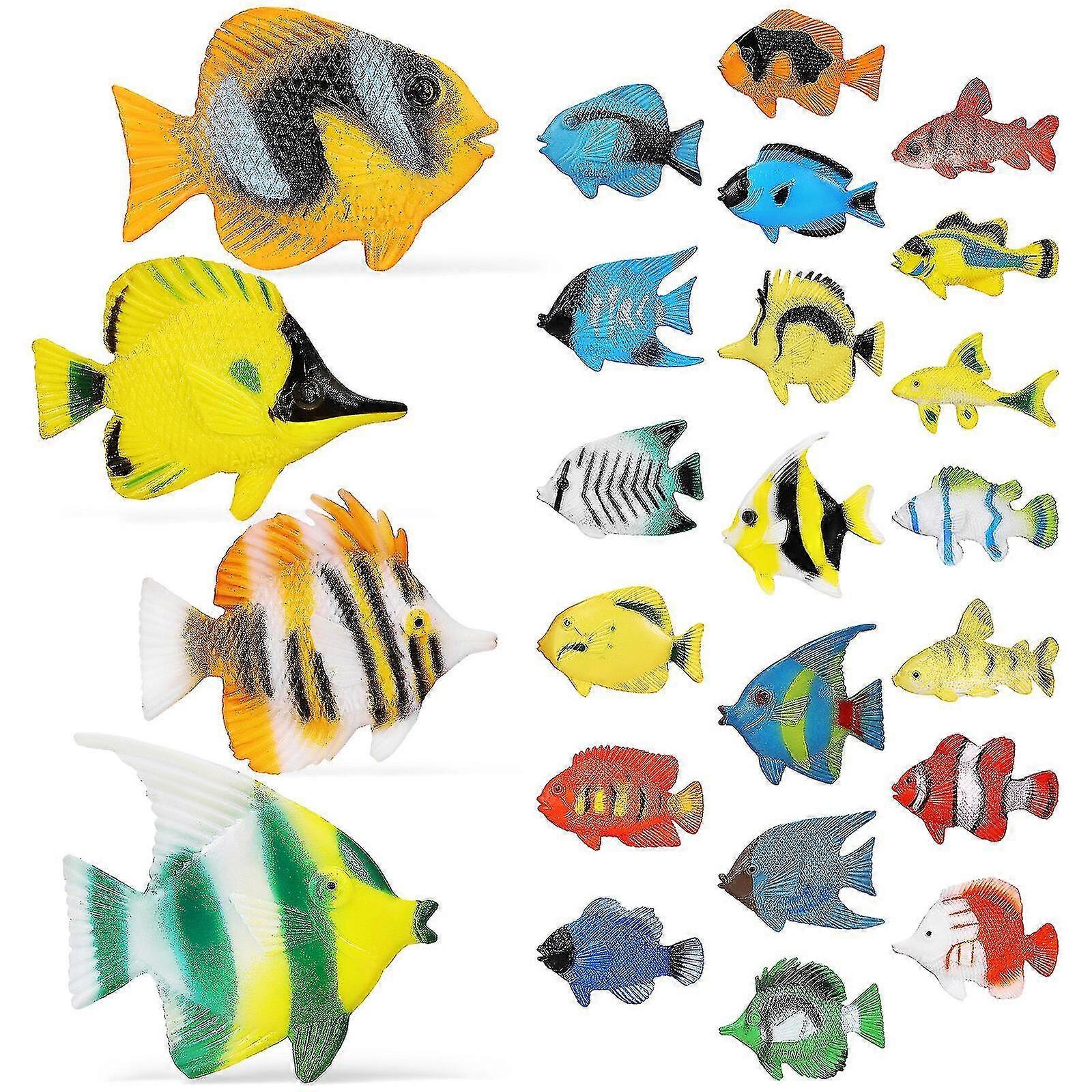 24 Pcs Tropical Fish Toys Vivid Plastic Fish Models Preschool ...