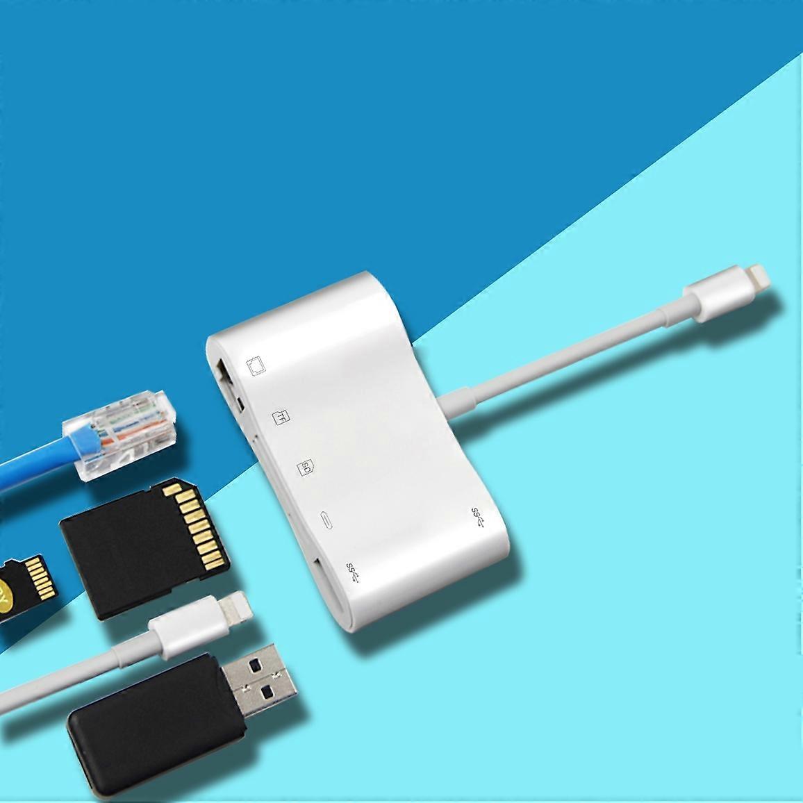 Type A 6 in 1 Lightning Hub RJ45 Ethernet Adapter for iPhone iPad iPod ...