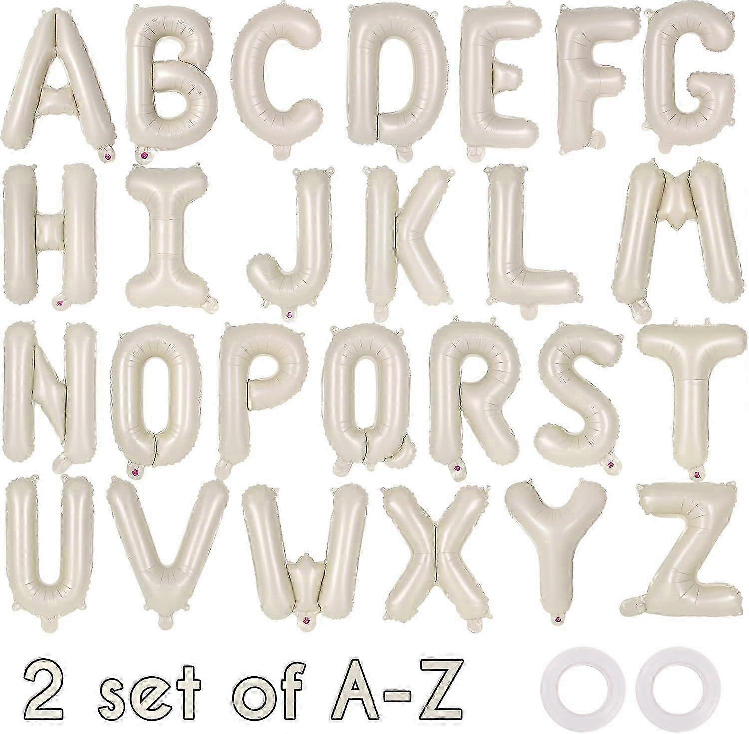 52 Pcs Cream Letter Balloons,16 Inch Foil Alphabet Letter Balloons ...