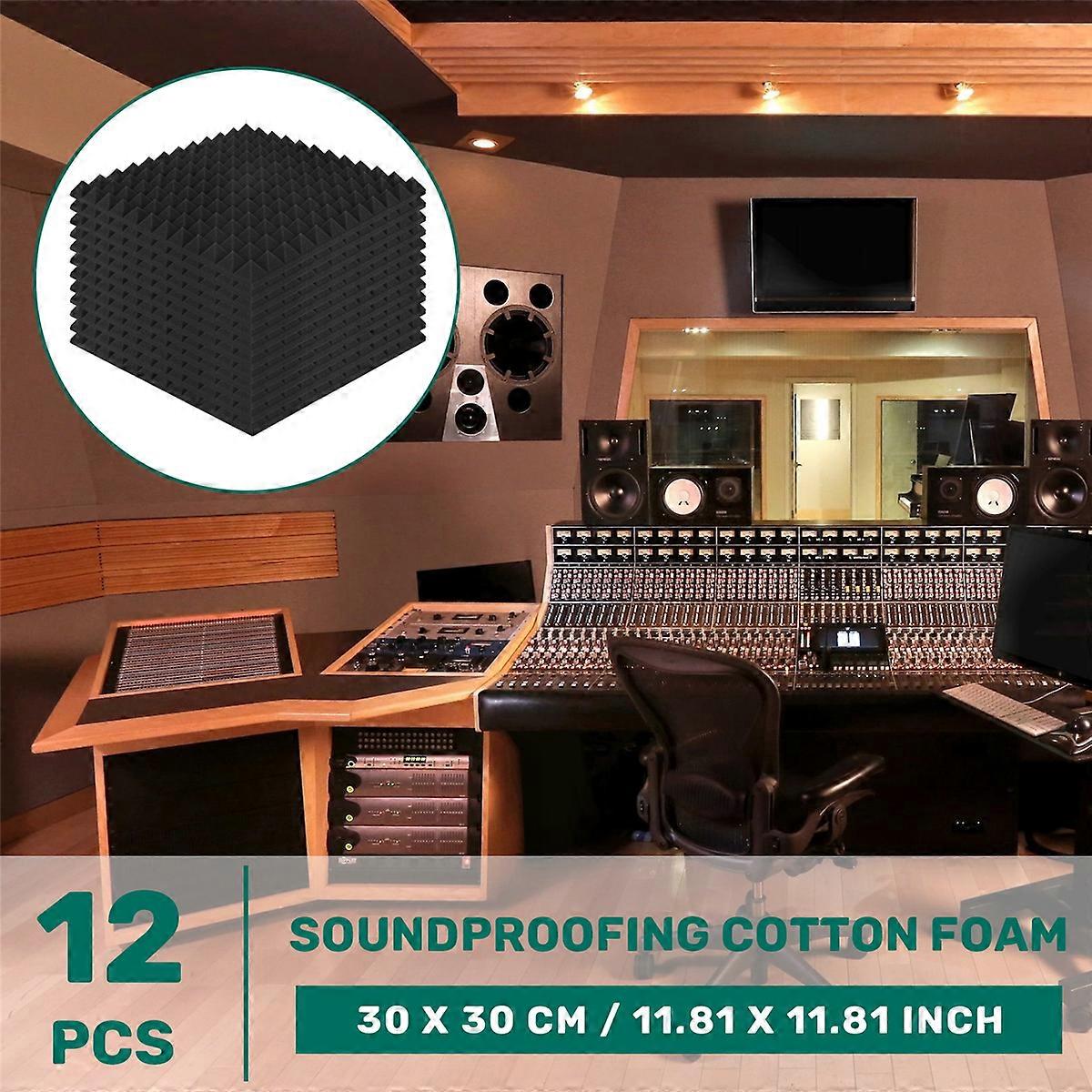 12 Pack Pyramid Shape Soundproof Foam Sound Proof Padding Treatment ...