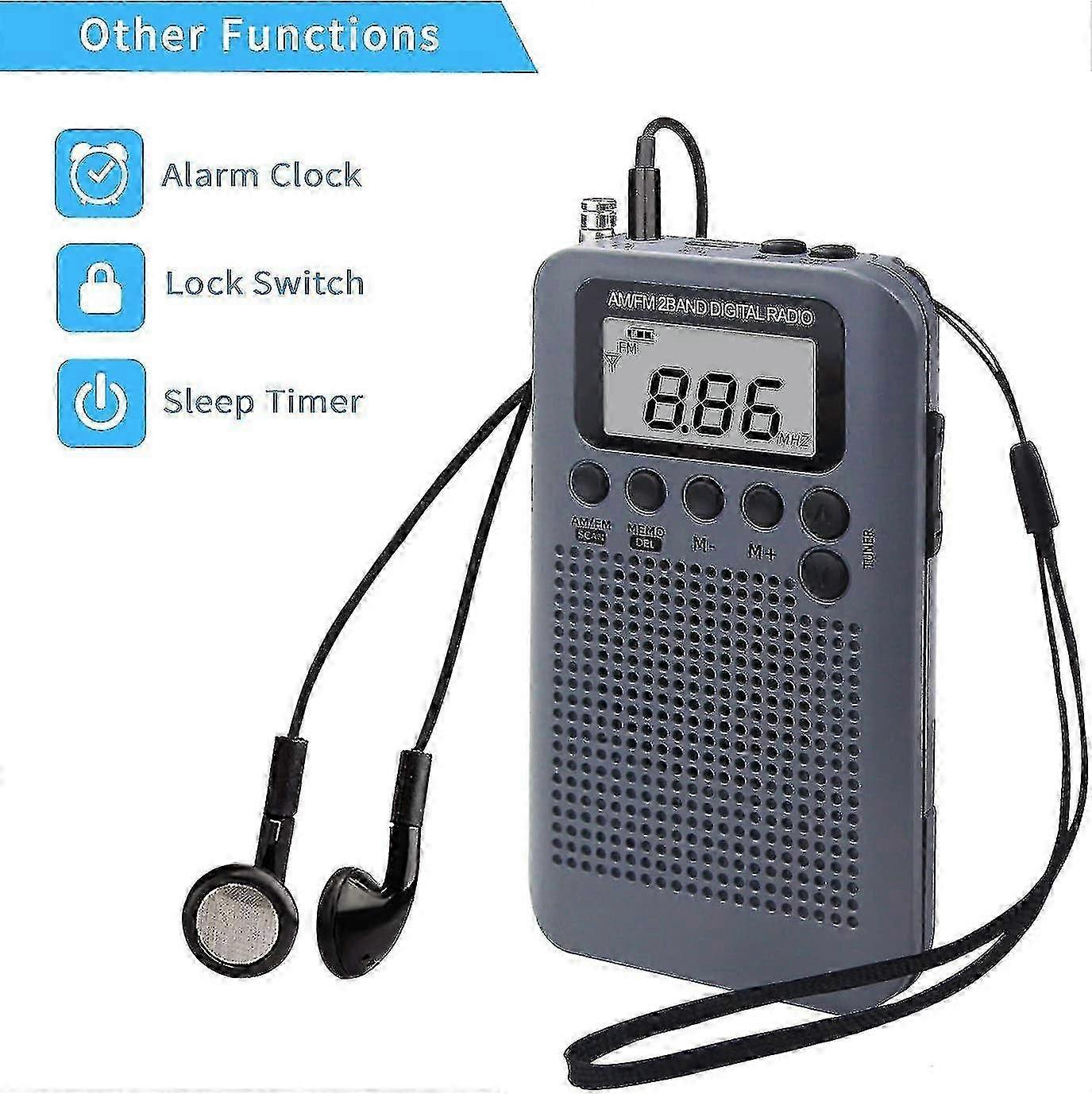 Stereo Pocket Radio with Speakers - Portable FM/AM for Home & Outdoors ...
