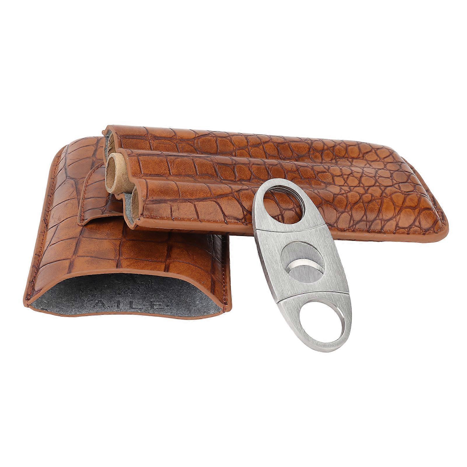 Cigar Leather Case for 3pcs Cigars Portable Travel Cigar Holder with ...
