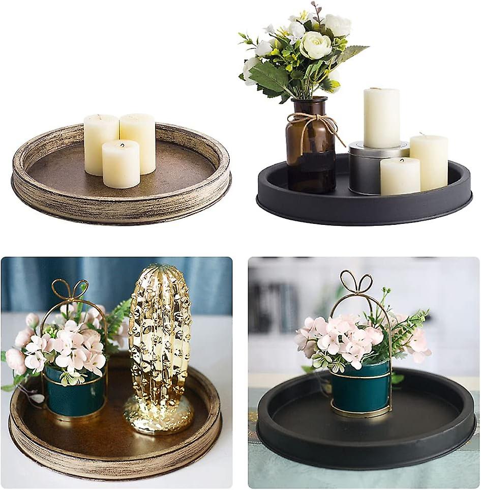 Antik ljusstake bricka bricka metall rund konst ljus display bricka ...