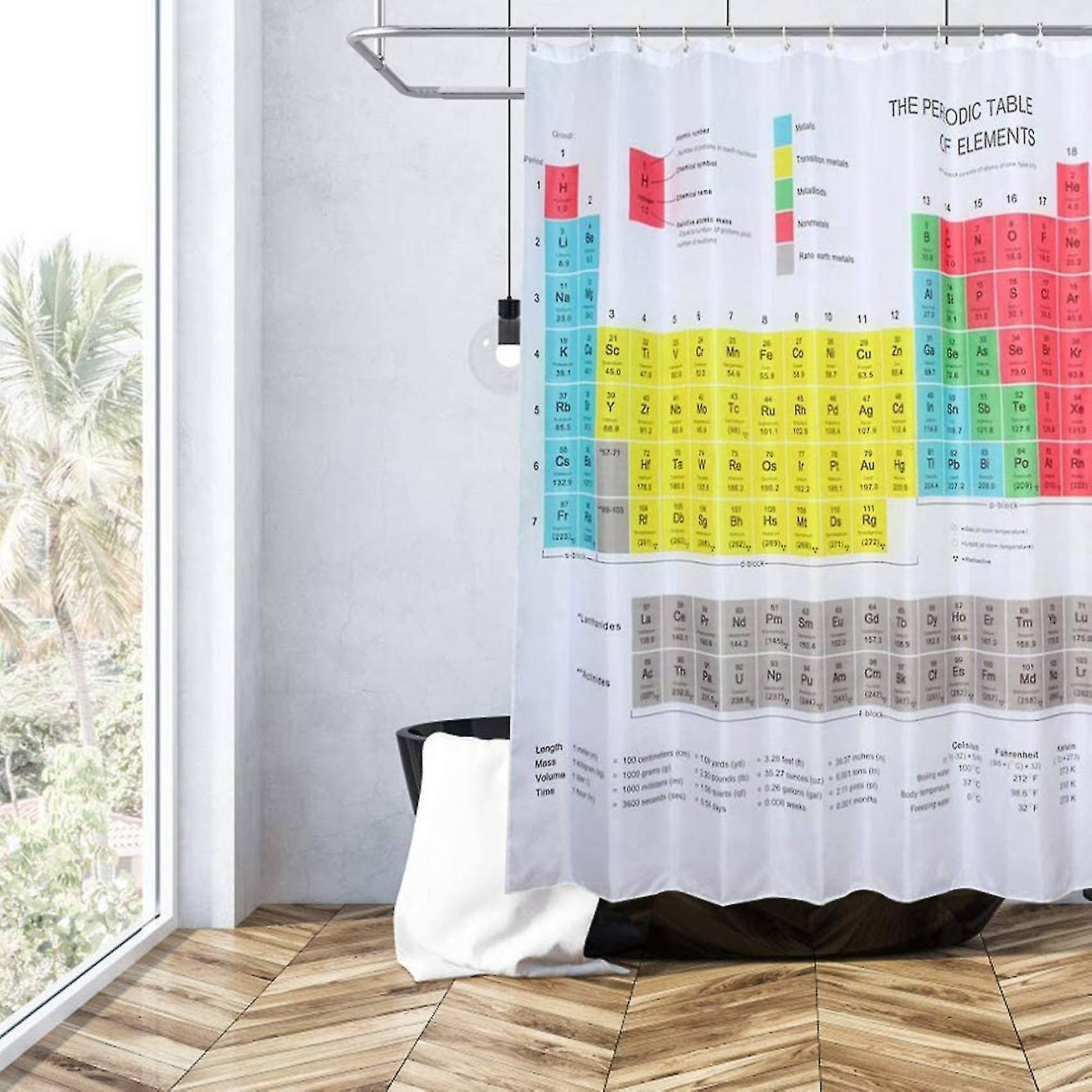 Periodic Table Of Elements Shower Curtain Waterproof Fabric Curtains ...